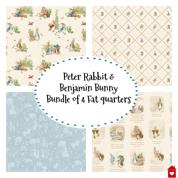 Peter Rabbit & Benjamin Bunny~ Bundle of 4 Fat quarters – MillyMac Supplies