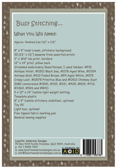 Lynette Anderson "Busy Stitching"~Pattern – MillyMac Supplies