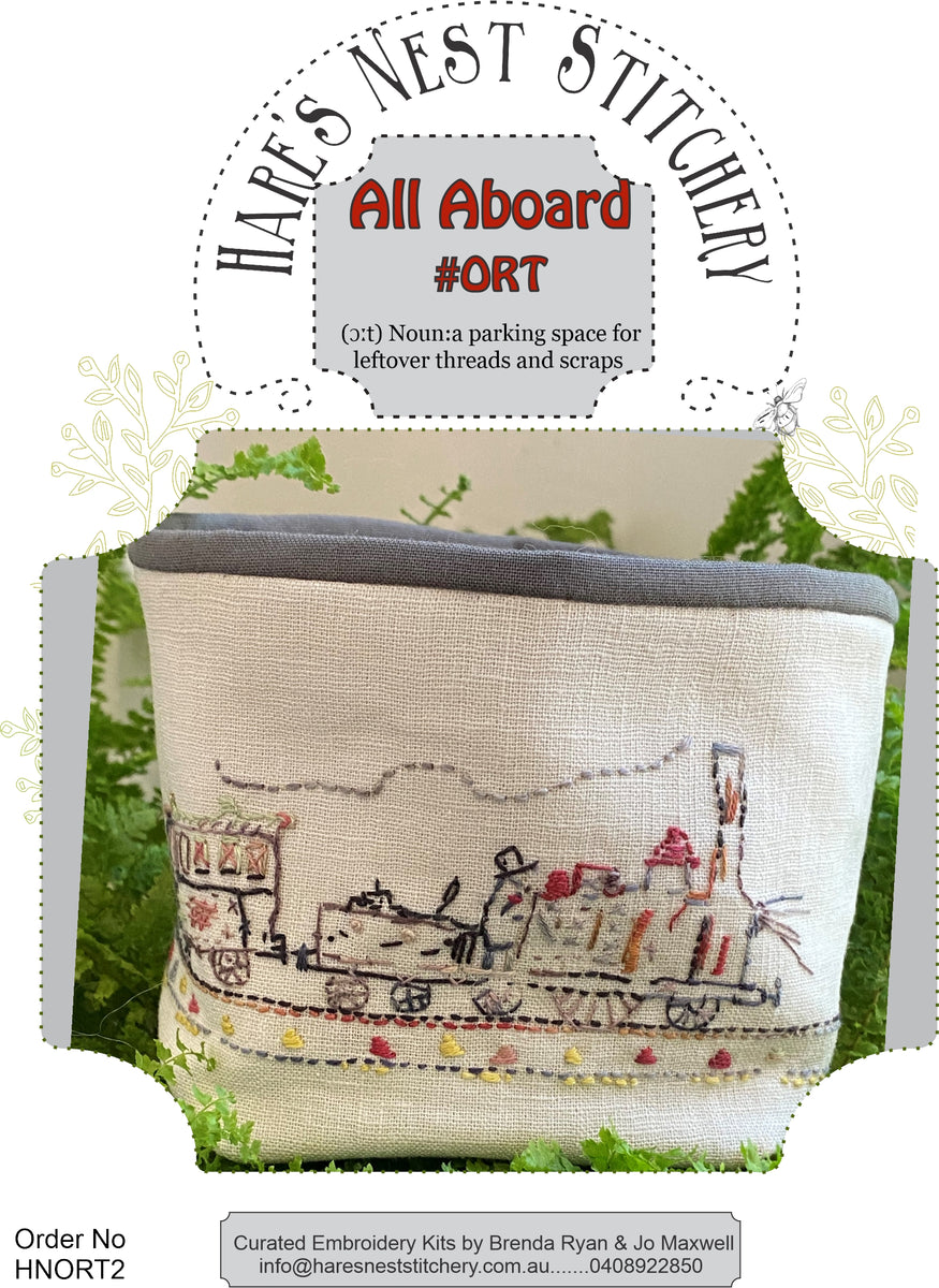Hare's Nest Stitchery ~All Aboard #Ort~ Pattern & preprinted linen ...